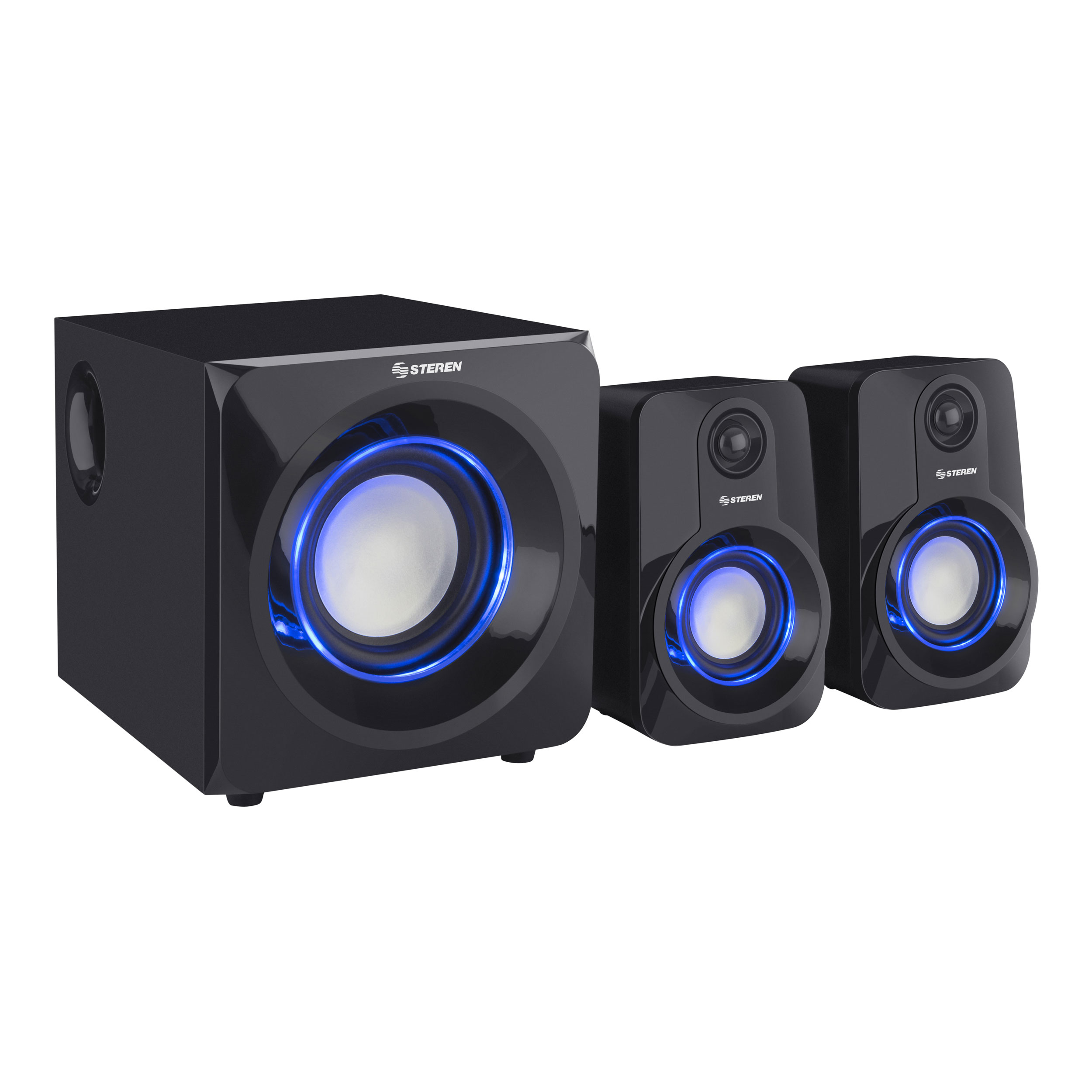 Sistema de audio multimedia 2.1 de 950 W PMPO con bocinas iluminadas
