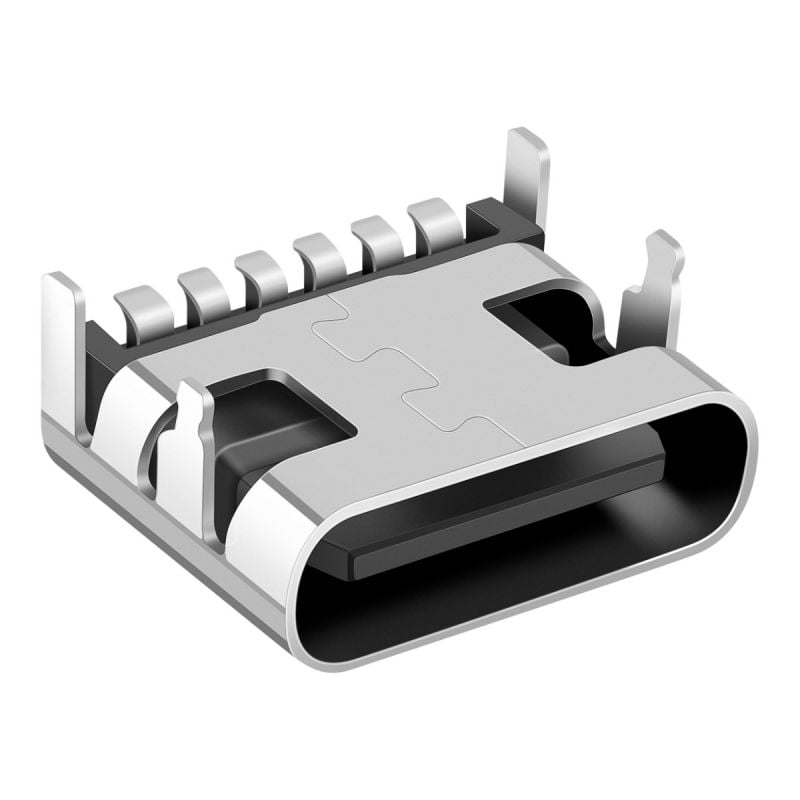 Jack USB C de 6 pines para soldar, sin cubierta (Solo p