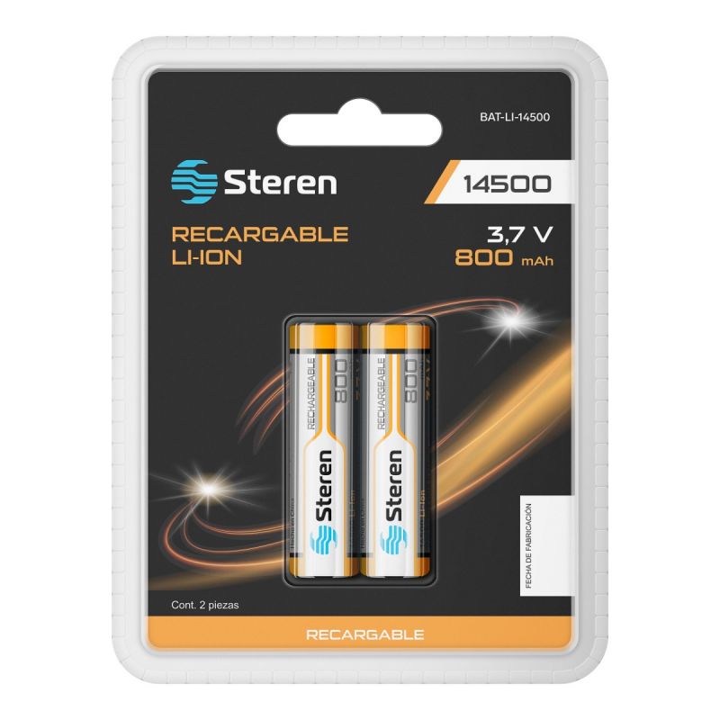 2 baterías recargables Li-ion 800 mAh tipo 14500 Steren
