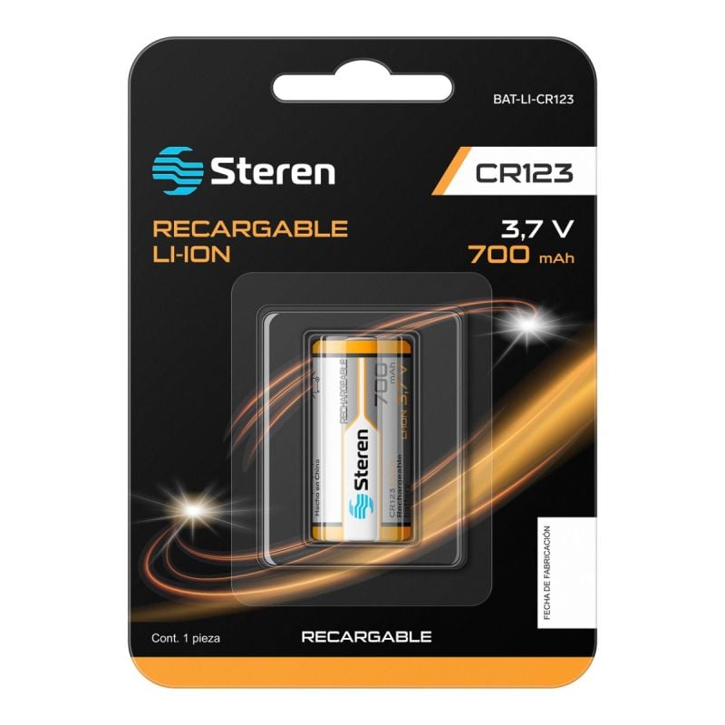 Batería recargable Li-ion 700 mAh tipo CR123 Steren Tie