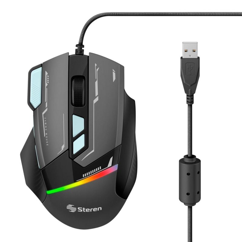 Mouse USB Gamer 800-7200 DPI Gris | Iluminación LED | C