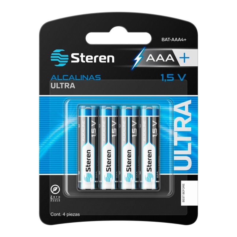 Paquete de 4 pilas alcalinas Ultra “AAA” Steren Tienda