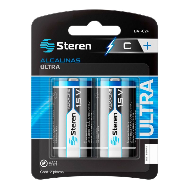 Paquete de 2 pilas alcalinas Ultra “C” Steren Tienda en
