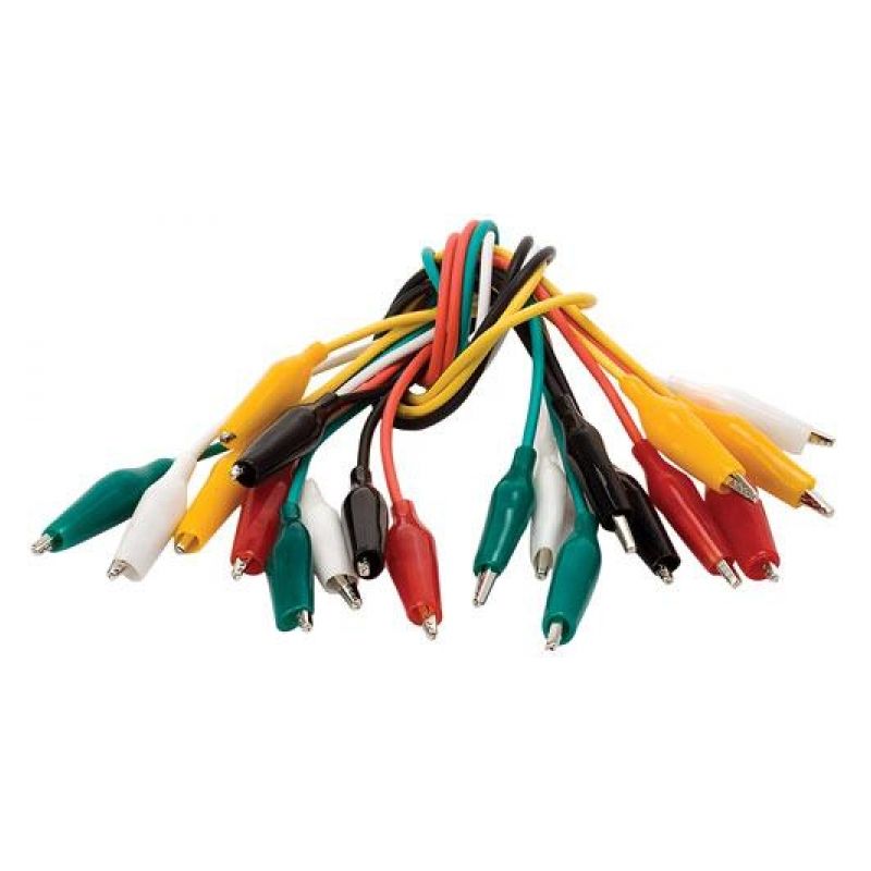 Juego de 10 cables de 26 cm con caimanes chicos Steren