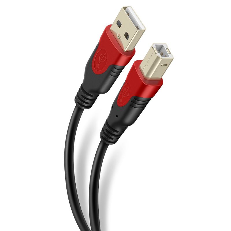 Cable USB a USB tipo B de 1,8 m reforzado, con conector
